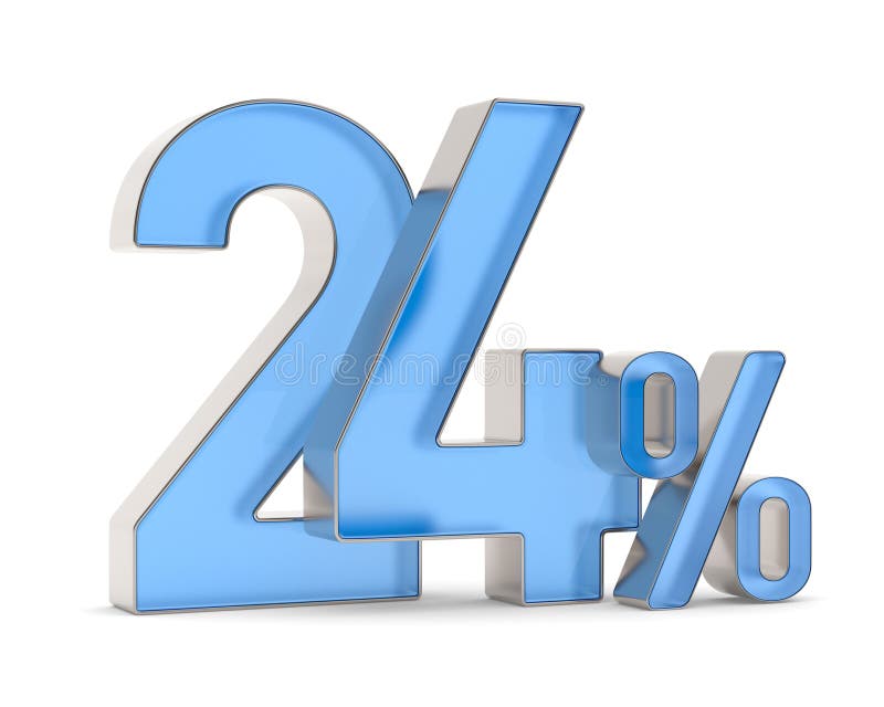 Twenty Four Percent on White Background. Isolated 3D Illustration Stock ...