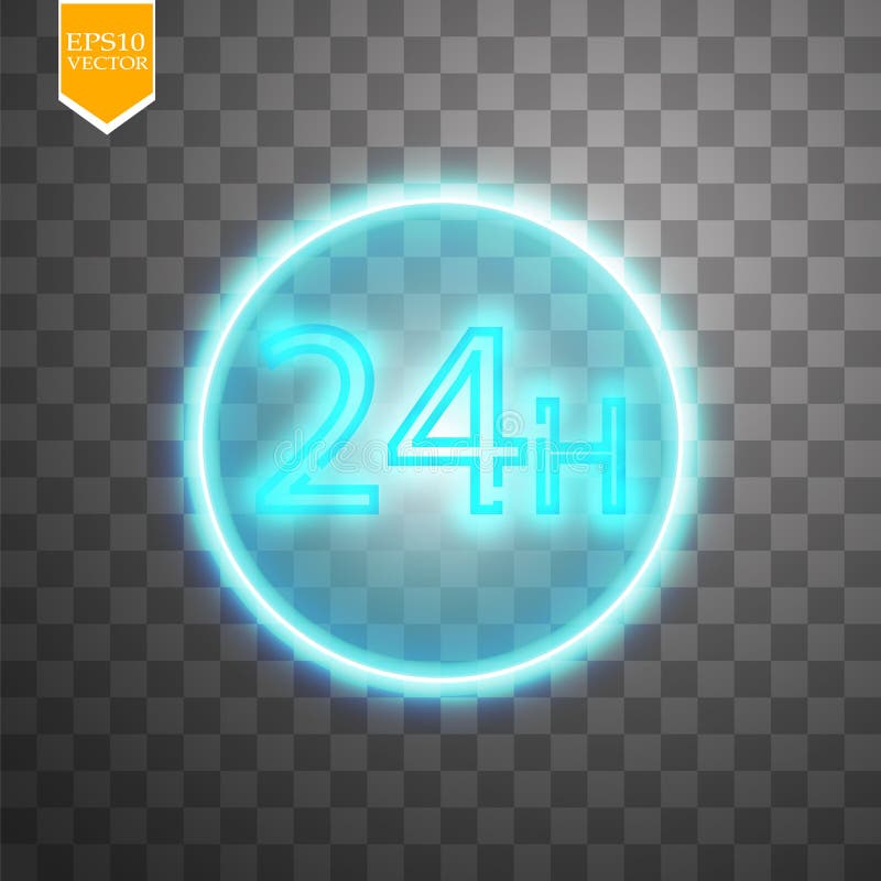 Twenty Four Seven Concept Open All Days.Illustration of Vector Neon ...