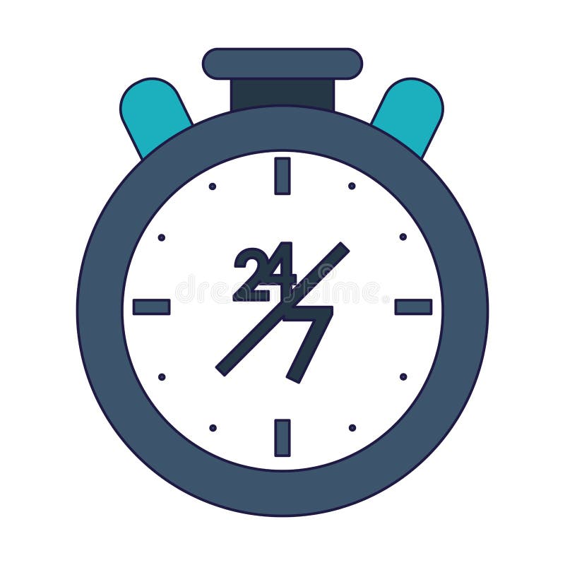 Twenty Four Seven Time Symbol Blue Lines Stock Vector - Illustration of ...