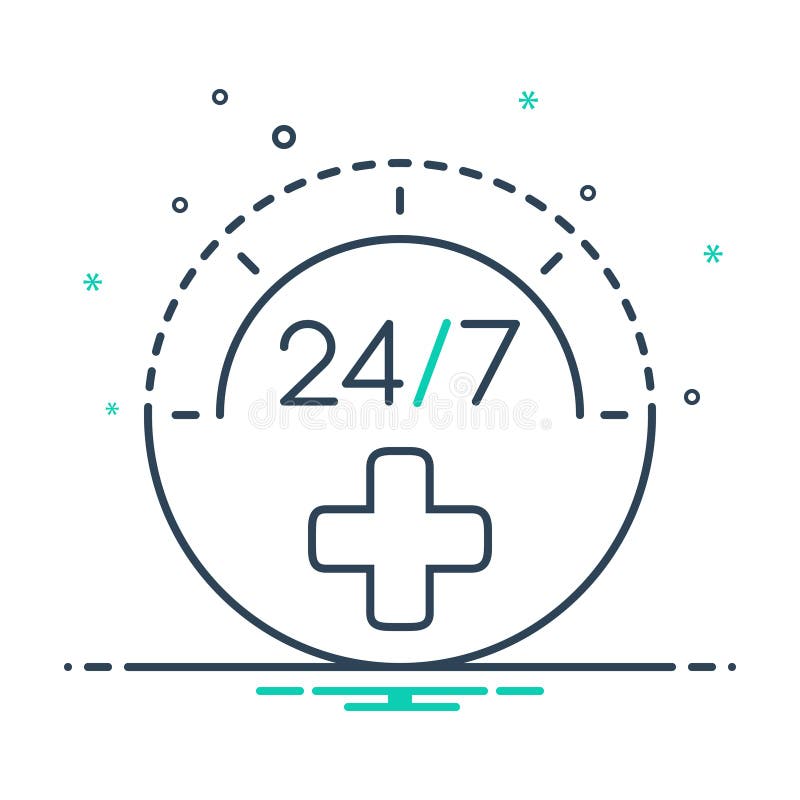 Black Mix Icon for Twenty Four by Seven, Medical and Service Stock ...