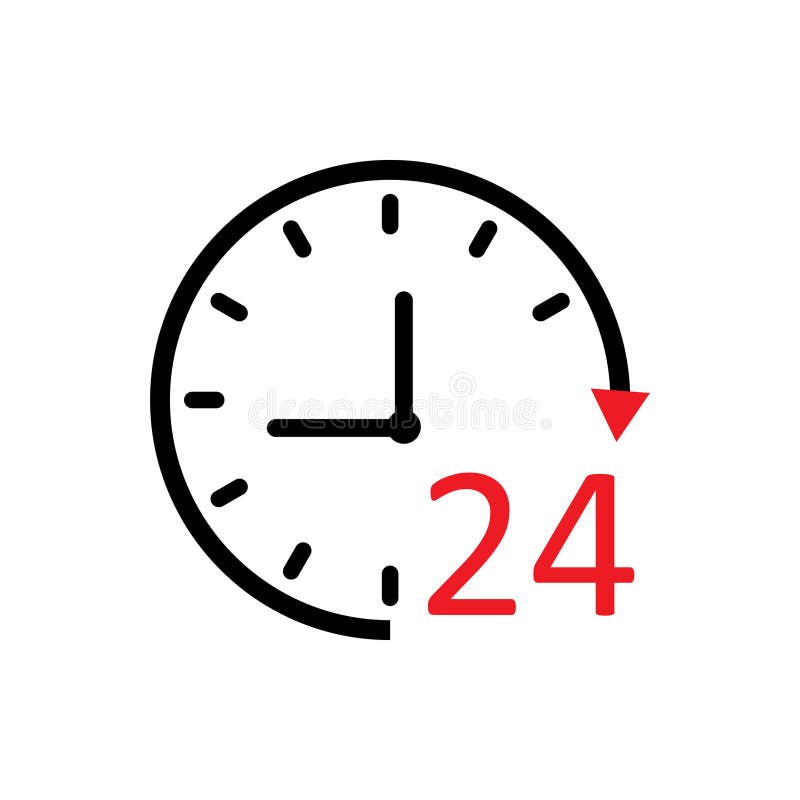 Twenty Four Time Icon. 24hrs Support Service Symbol. Same Day Delivery ...