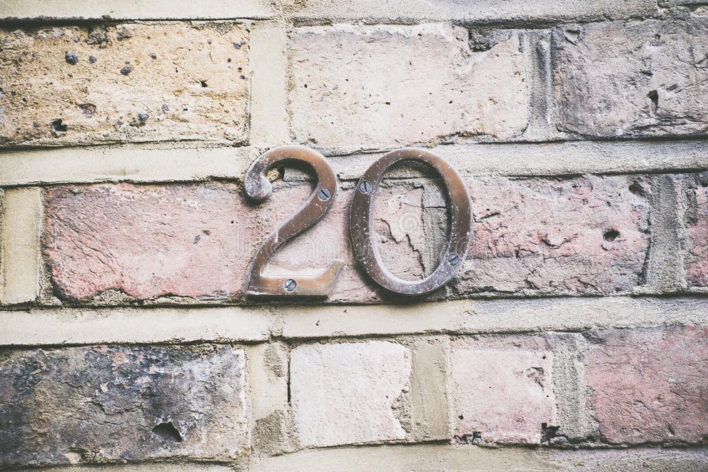 Twenty House Number Placed on the Brick Wall. Stock Photo - Image of ...