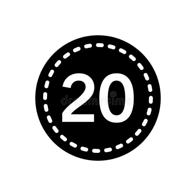 Black Solid Icon for Twenty, Number and Count Stock Illustration ...