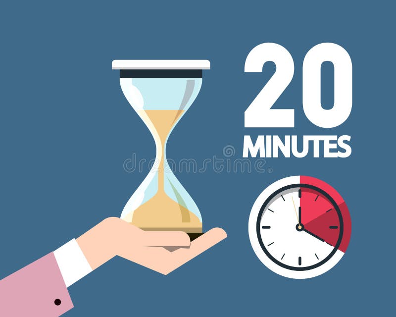 20 Twenty Minutes Clock Symbol with Hourglass Stock Vector ...