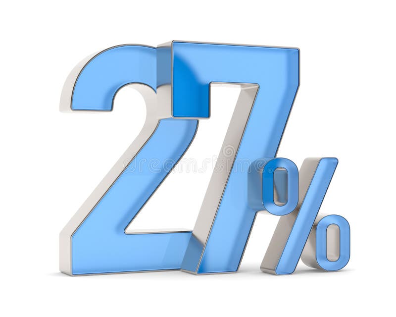 Twenty Seven Percent on White Background. Isolated 3D Illustration Stock Illustration ...
