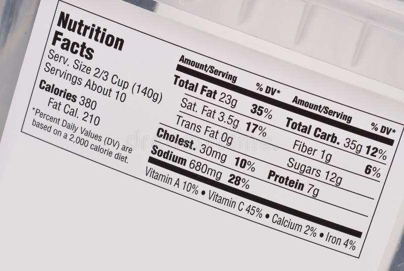 Nutrition Label stock image. Image of iron, fiber, size - 4459335