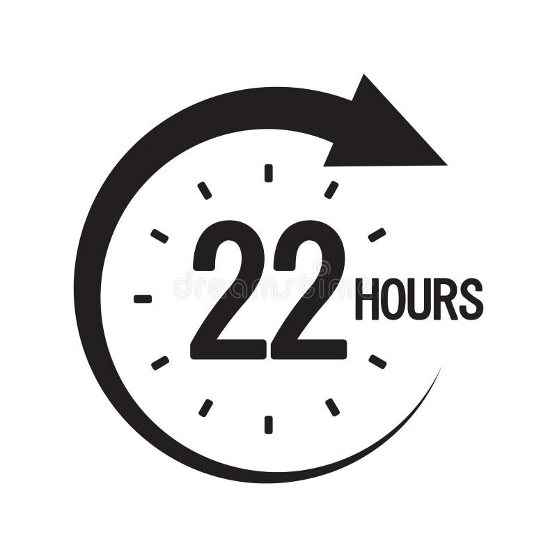 Twenty Two Hours Icon. Bold 22 Text. Circular Clock Symbol. Countdown ...