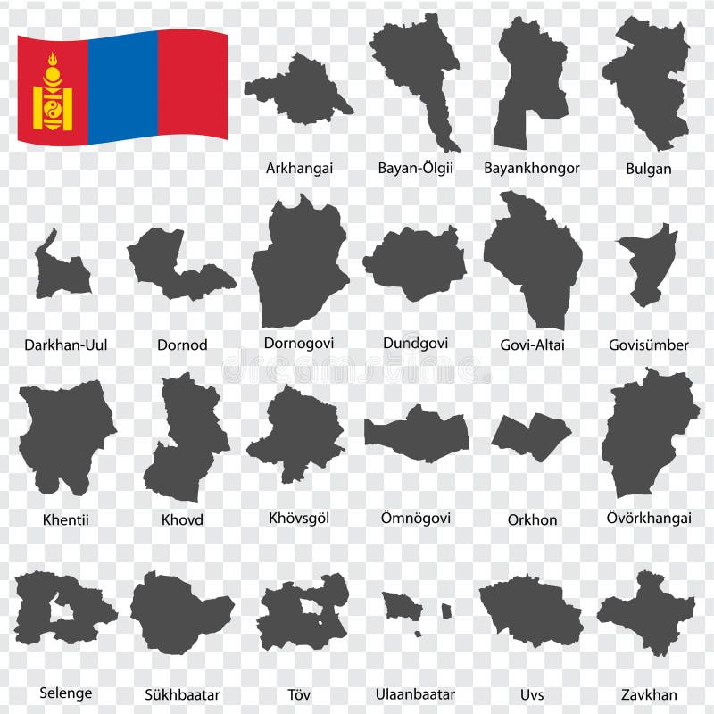 Twenty Two Maps Provinces of Mongolia- Alphabetical Order with Name ...