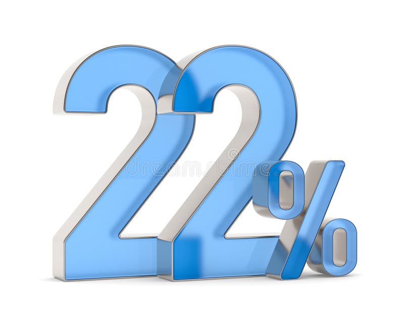 Twenty Two Percent on White Background. Isolated 3D Illustration Stock ...