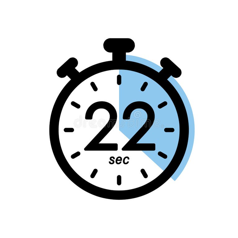 Twenty Two Seconds Stopwatch Icon, Timer Symbol, 22 Sec Waiting Time ...
