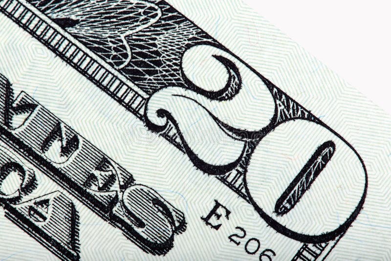 Twenty Dollar Sign on the Twenty Dollar Bill, Macro Shot.rr Stock Photo ...
