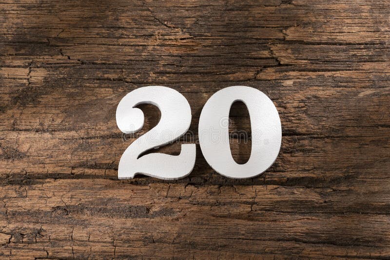 Twenty 20 - White Wooden Number on Rustic Background Stock Photo ...
