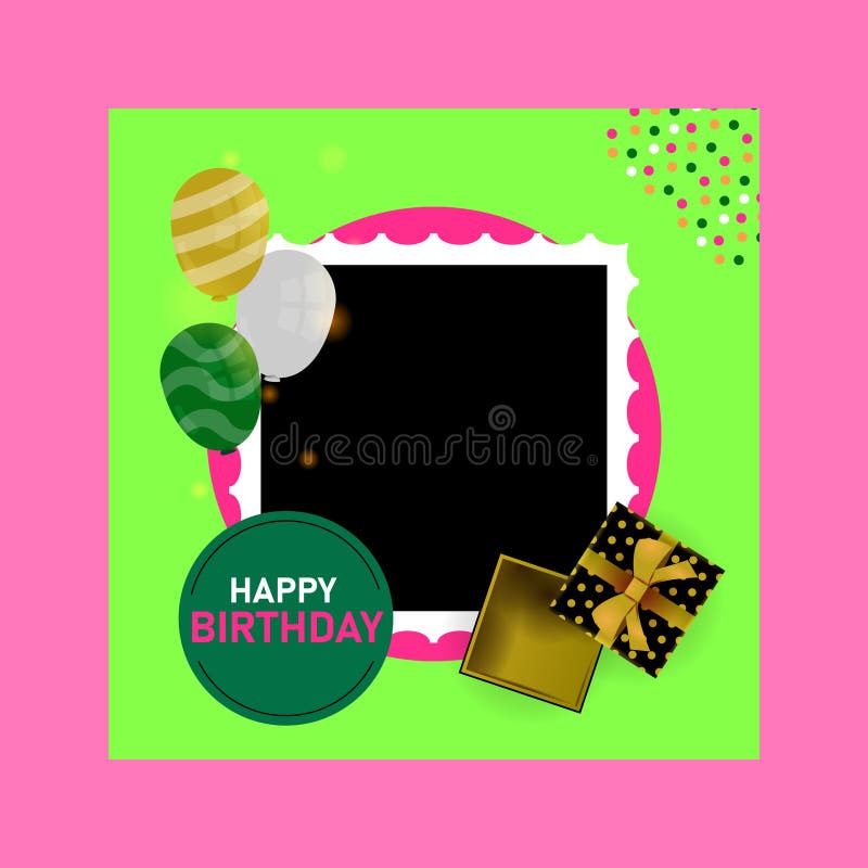 Twibbon Birthday Frame Poster Design Stock Vector - Illustration of ...