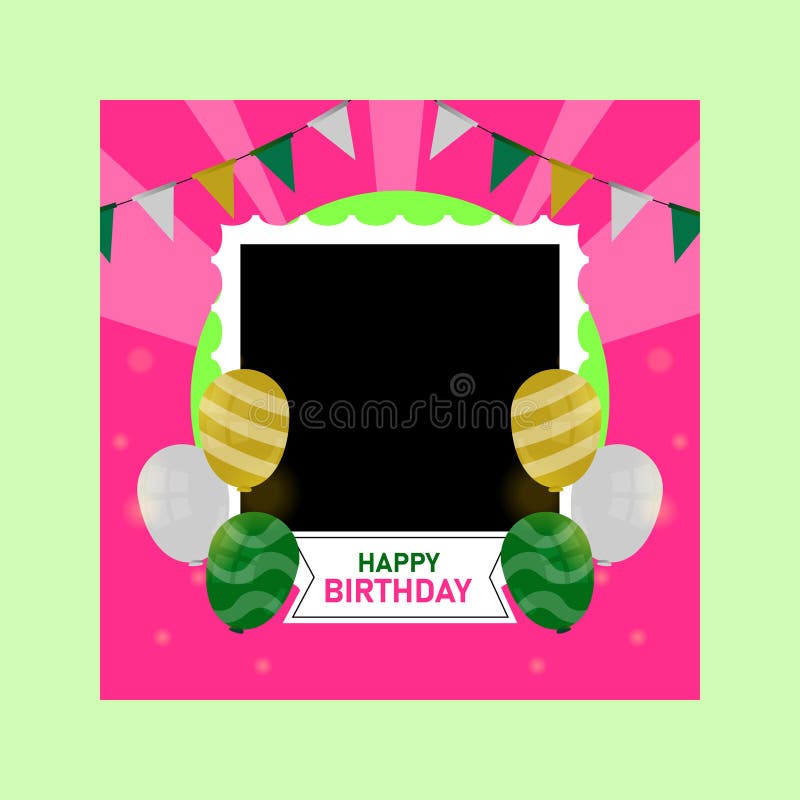 Twibbon Birthday Frame Poster Design Stock Vector - Illustration of ...