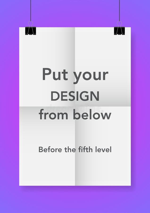 Twice A Folded Poster With Clamps Vector Illustration Stock Vector