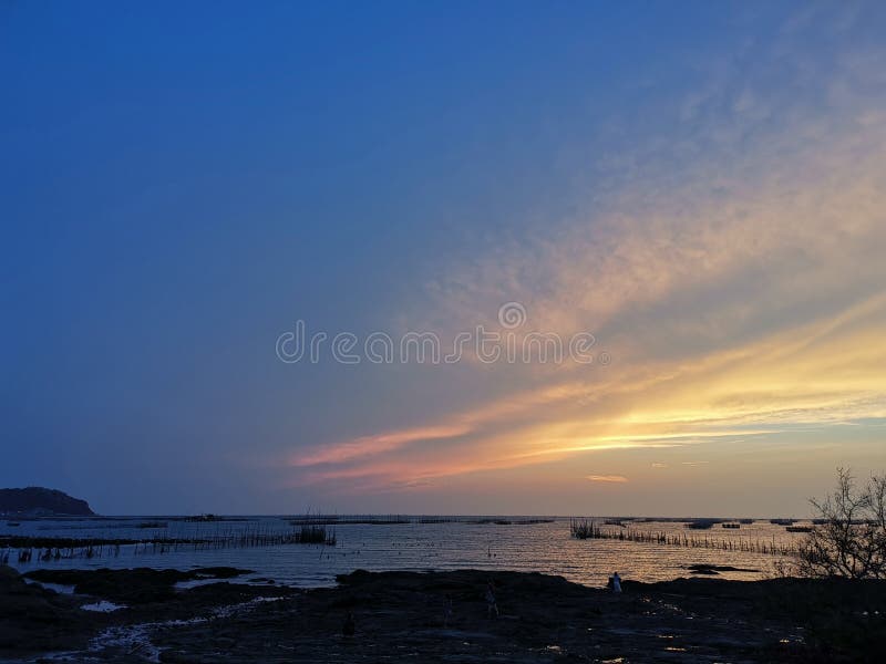 The Twigthligth Sun at Ang Sila the Eastern Sea of Thailand Stock Image ...