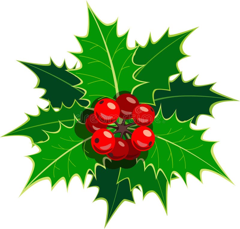 De Hulst van Kerstmis vector illustratie. Illustration of bessen - 3499659