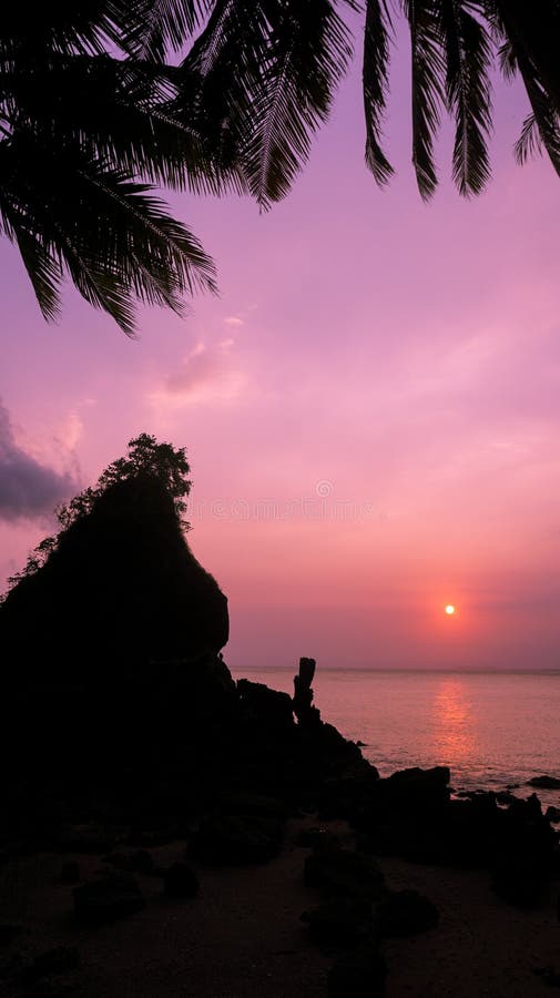 Twilight in the Afternoon and on the Edge of a White Sandy Beach Which ...