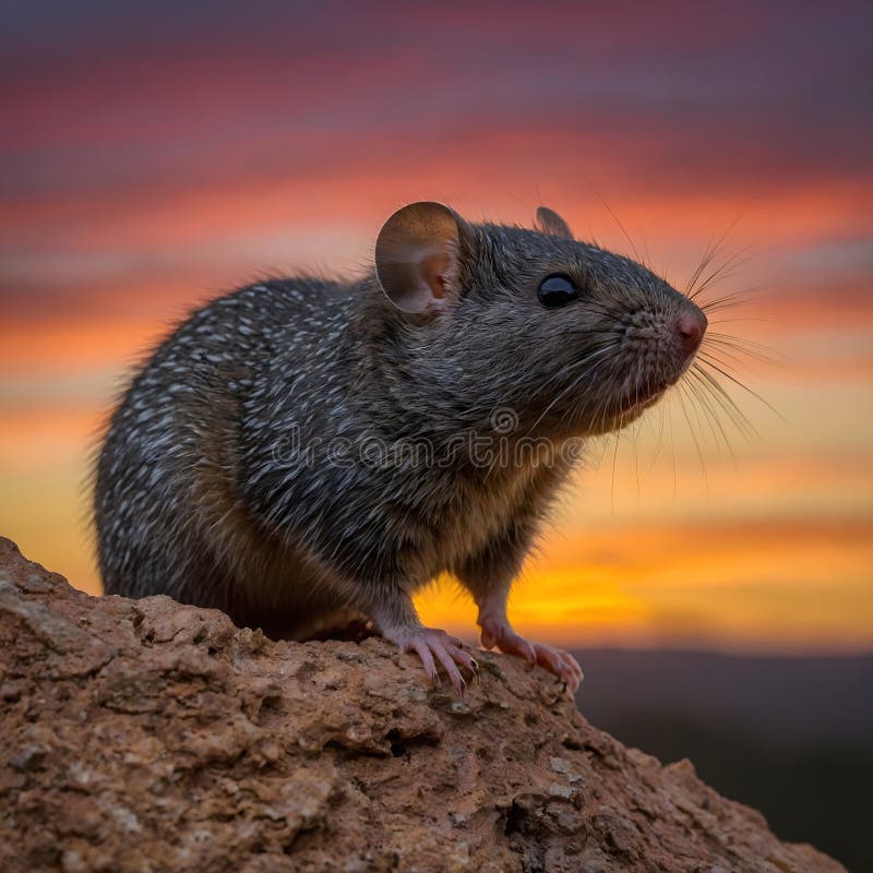 Twilight Beauty: Silver-Headed Antechinus Silhouetted by Sunset Stock ...
