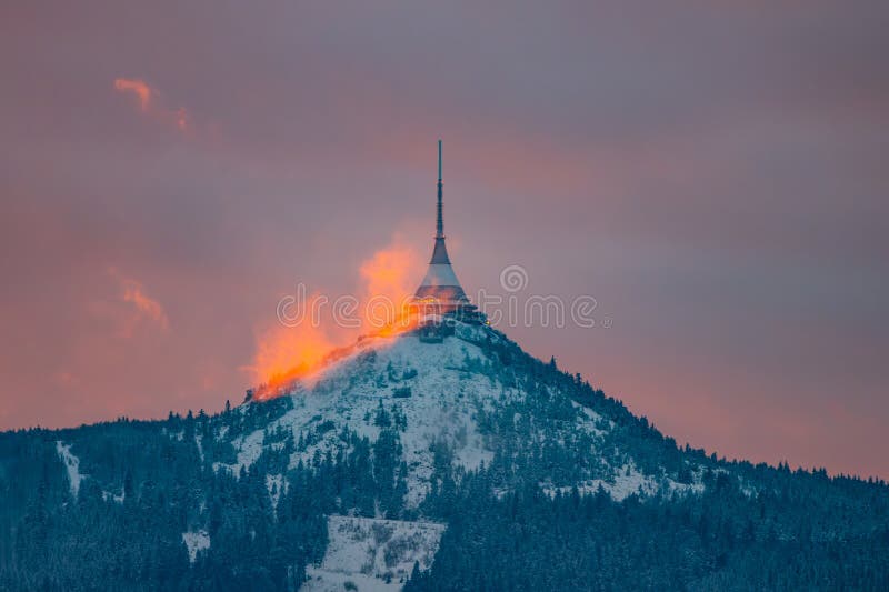 Twilight Blaze at Jested Summit Stock Photo - Image of illumination ...