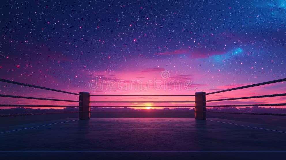 Twilight Boxing Ring Silhouette Effect Showcasing Peaceful Transition from Day Night Stock Image ...