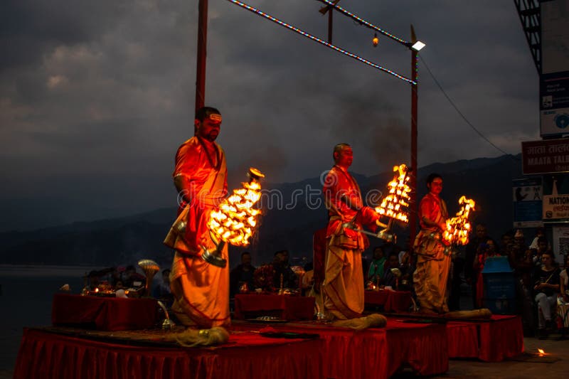 Twilight Buddhist Fire Ceremony Editorial Stock Photo - Image of flame ...