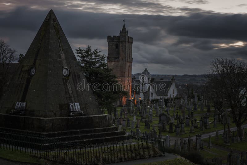 Twilight Castle Graveyard stock image. Image of chapel - 86695571