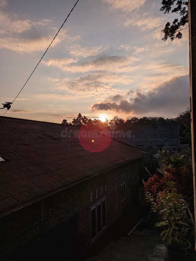 Twilight Clouds in the Afternoon in a Village in Central Java Stock ...