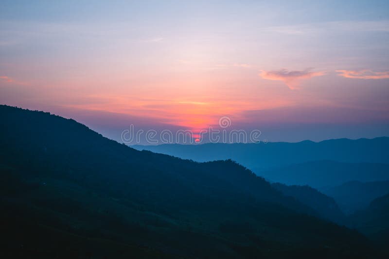 Twilight Color Mountain the Mountain Valley after the Twilight Light ...