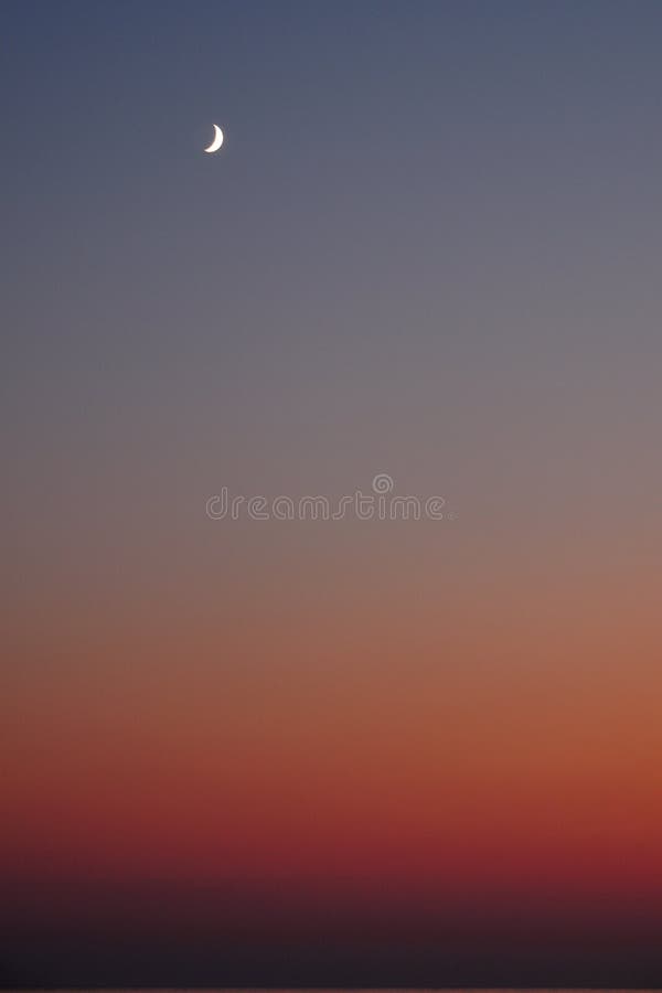 Twilight Crescent Moon Gradient Sky Stock Photo - Image of moon ...