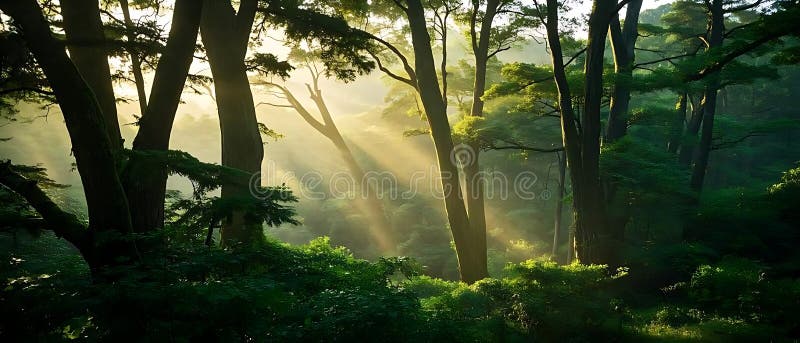 Twilight Forest Path with a Soft Blue Glow Stock Image - Image of ...