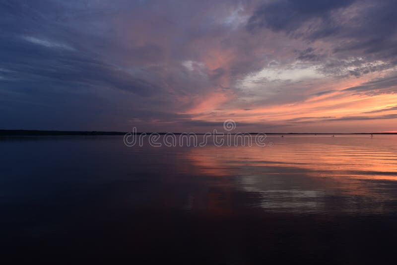 Twilight Glow of the Sky Nightfall on a Lake Stock Image - Image of ...