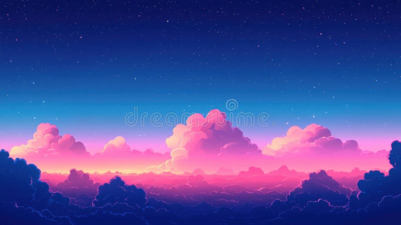 A Twilight Gradient Transitioning from Pink Clouds To Deep Blue Sky ...