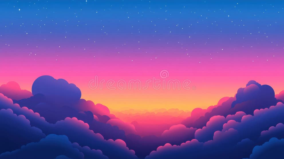 A Twilight Gradient Transitioning from Pink Clouds To Deep Blue Sky ...