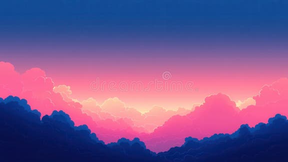 A Twilight Gradient Transitioning from Pink Clouds To Deep Blue Sky Stock Illustration ...