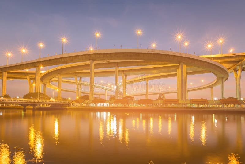 Twilight Highway Overpass Interchange Stock Image - Image of anzac ...