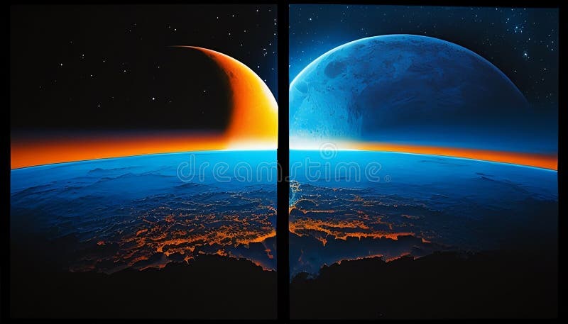 Setting Sun Rising Moon Stock Illustrations – 29 Setting Sun Rising ...