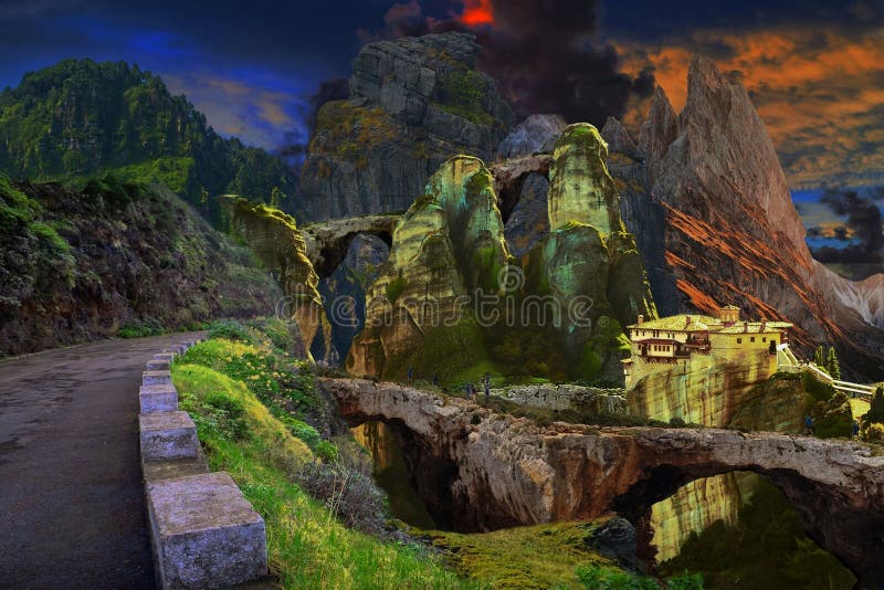 Twilight Labyrinth Scape stock photo. Image of unique - 173782794