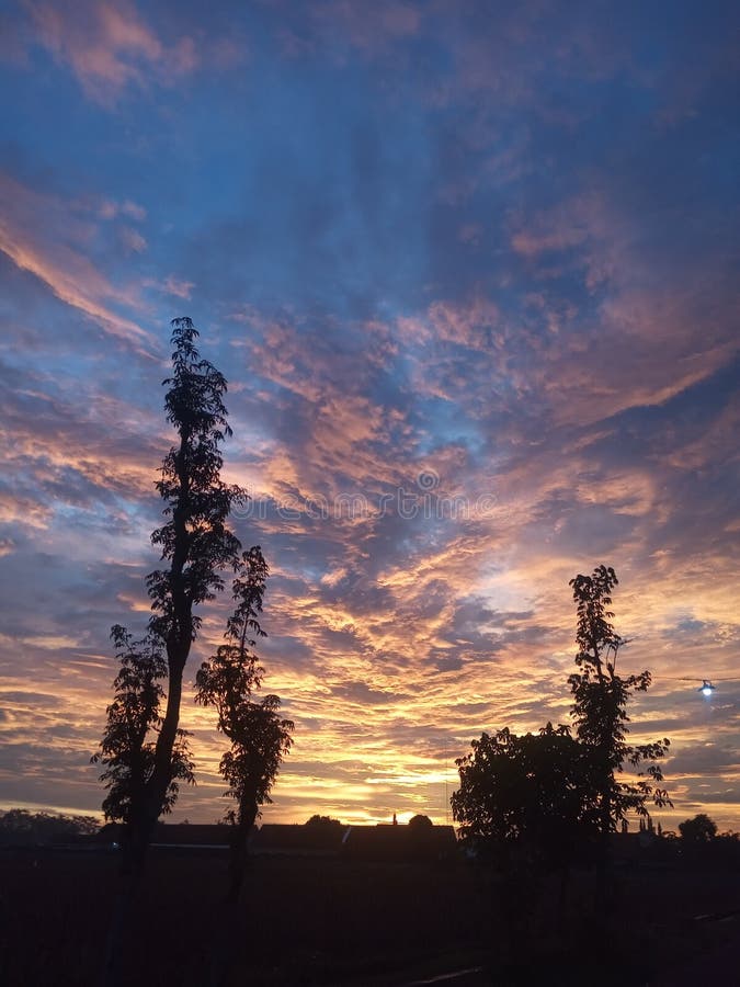 Sunset, Twilight in the Land of East Java Stock Photo - Image of land ...