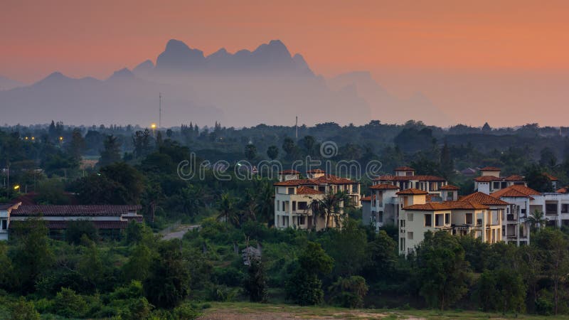 Twilight Landscape of Mountain Stock Image - Image of horizon, color ...