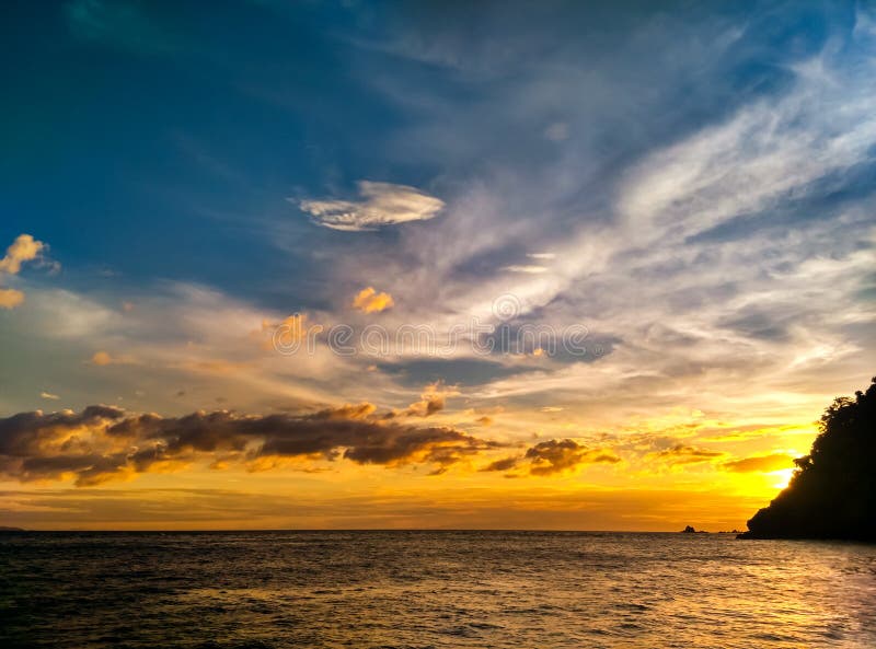 Twilight, Light Sky after Sunset on Sea Stock Photo - Image of ...