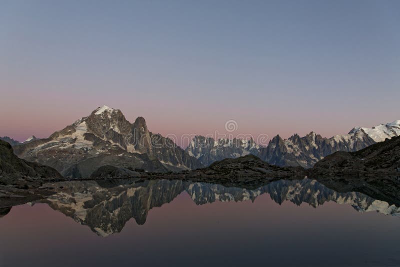 Twilight Lights on the Mont-Blanc Mountain Range Stock Photo - Image of ...