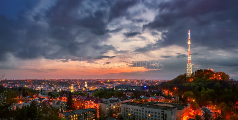 Twilight Over an Evening City Stock Photo - Image of nightscape ...