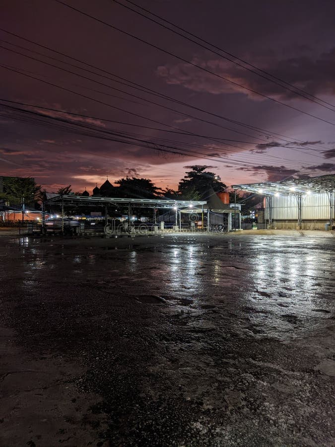 Twilight and Red Clouds in the Aftermath of the Rain? Stock Image ...