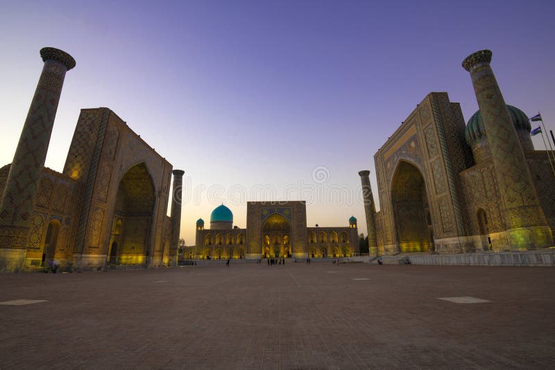 Twilight on Registan Square. Samarkand. Uzbekistan Editorial Photo ...