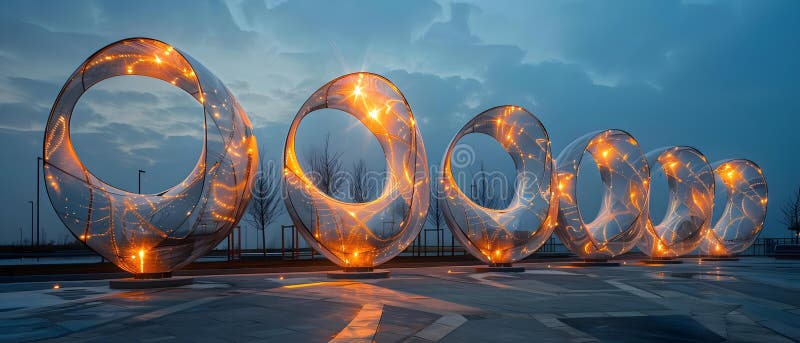 Twilight Serenade: Wind Sculptures Dance with Light. Concept Twilight ...