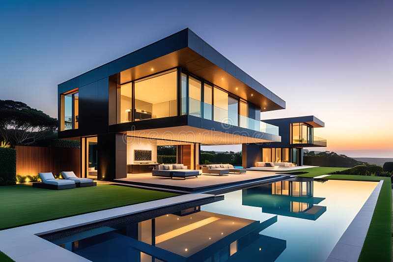 Twilight Settling Over a Modern Real Estate Showcase - Angular ...