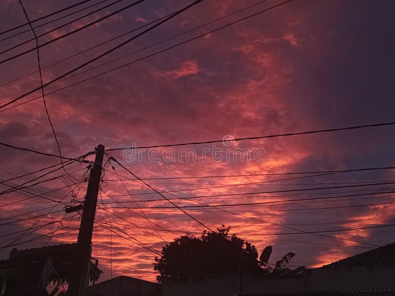 Twilight sky red stock photo. Image of cloud, evening - 262338646
