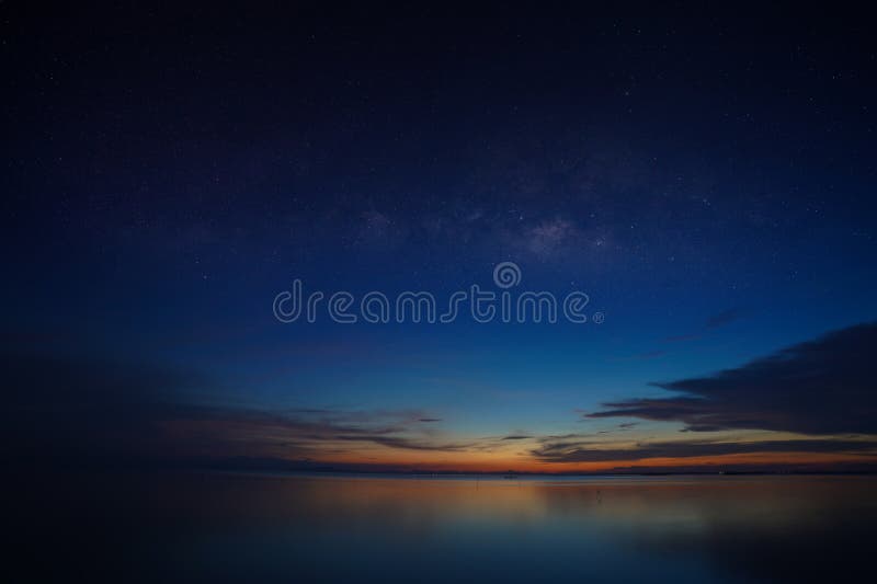 The Twilight Sky with Star at the Lake Stock Image - Image of ...