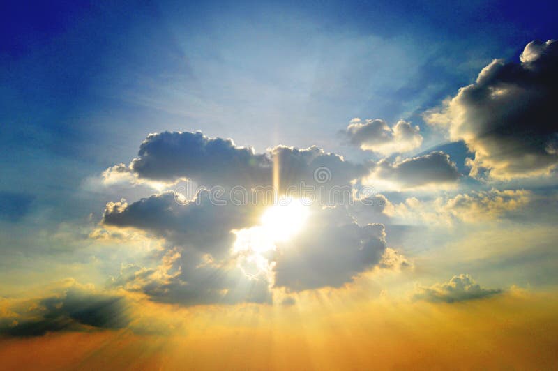 Twilight sky with sunburst stock photo. Image of beauty - 27804346